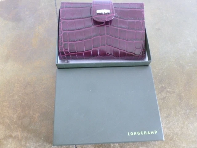 NEUF EN COFFRET Longchamp Porte Feuille / Carte Compagnon Cuir Croco ...