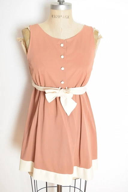 VINTAGE 60S NIGHTGOWN robe set brown mod gogo lingerie mini dress ...