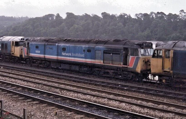 35MM SLIDE BR British Railways Diesel Loco Class 50 50026 @ Laira Jcn ...