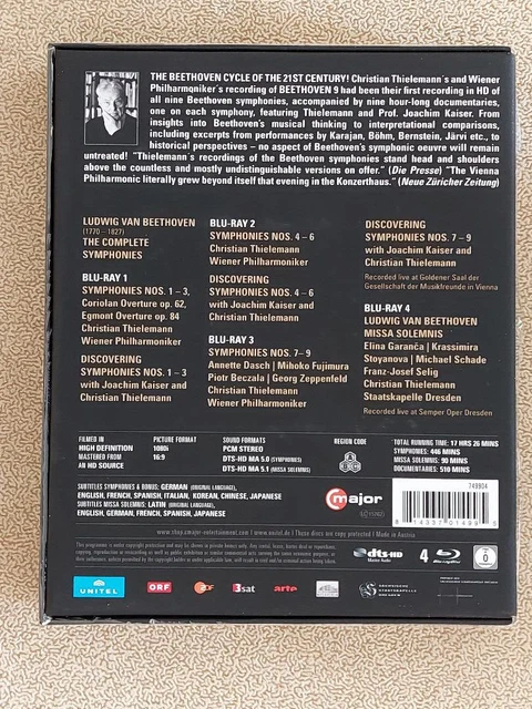 CHRISTIAN THIELEMANN BEETHOVEN Complete Symphonies 4 x Blu-ray ! Wiener ...
