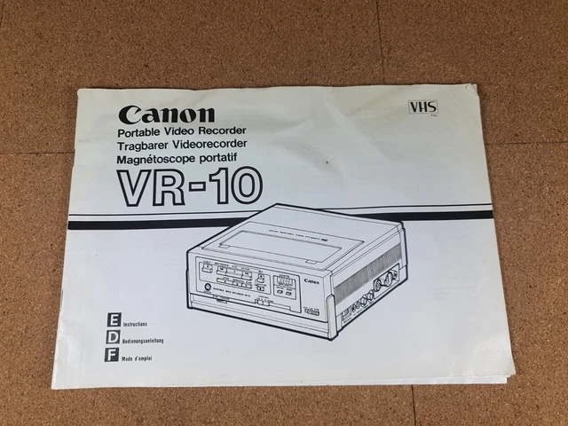CANON VR-10 PORTABLE Video Recorder INSTRUCTIONS £6.99 - PicClick UK