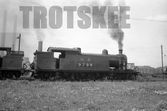 LARGER NEGATIVE LNER London & North Eastern Steam Loco 9798 Darlington ...