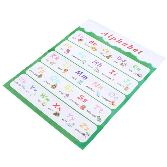 SELF-ADHESIVE ALPHABET CHART Kids Early Education Wall Map English ...