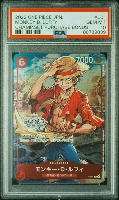PSA 10 CARTE One Piece Monkey D Luffy Championship Promo P-001 Japonais EUR 91,04 - PicClick FR