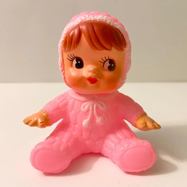 VINTAGE PINK SQUEAKY Doll Squeeze Toy Made in Korea 3 Inch Tall $17.76 ...
