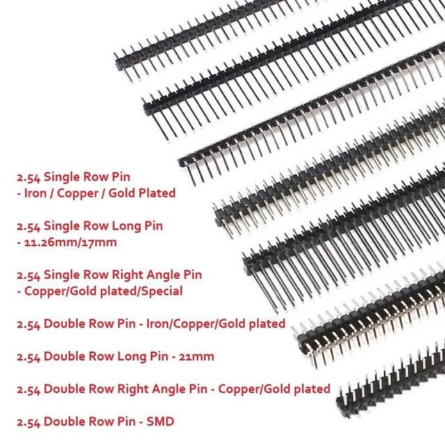 2.54MM PITCH SINGLE/DOUBLE Row Straight/Right Angle Pin Headers ...