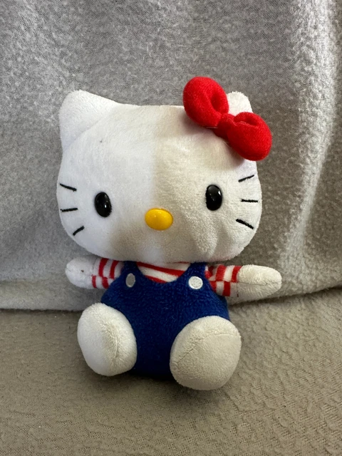 TY HELLO KITTY in blue overalls soft toy Sanrio small £8.99 - PicClick UK