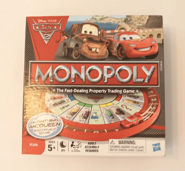 CARS 2 MONOPOLY Board Game Disney Pixar Lightning McQueen Racetrack ...