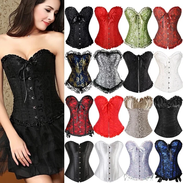 SEXY WOMEN LACE up Corset Bustier Top Shaper Basque Dress Corset Plus ...
