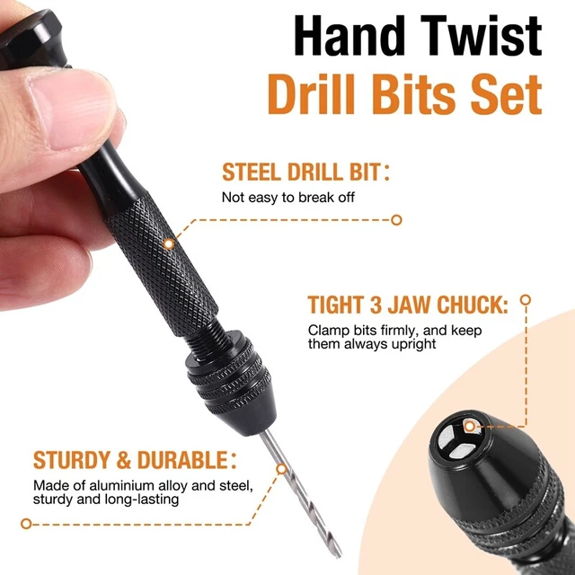 HAND DRILL Bits Set,DIY Precision Pin Vise Model Hand Spiral Drill with6443 $17.05 - PicClick AU