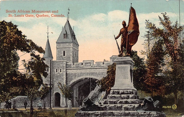 SOUTH AFRICAN MONUMENT And St Louis Gate Quebec Canada Candian Postcard ...