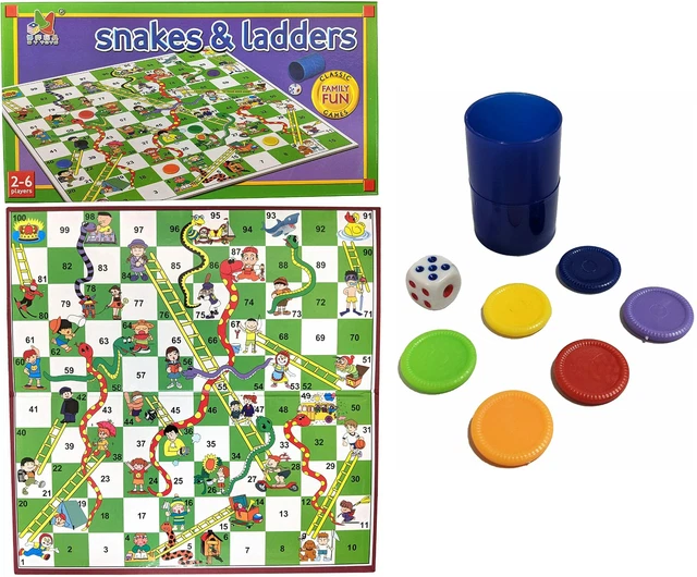 SNAKES AND LADDERS Childrens Board Game Large 35cm x 35cm Traditional ...