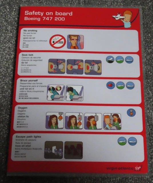 VIRGIN ATLANTIC BOEING 747 200 Airline Safety Card 2001 EUR 3,49 ...
