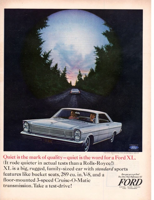 VINTAGE PRINT ADVERTISEMENT ad Car 1965 FORD Galaxie 500 XL Mark of ...
