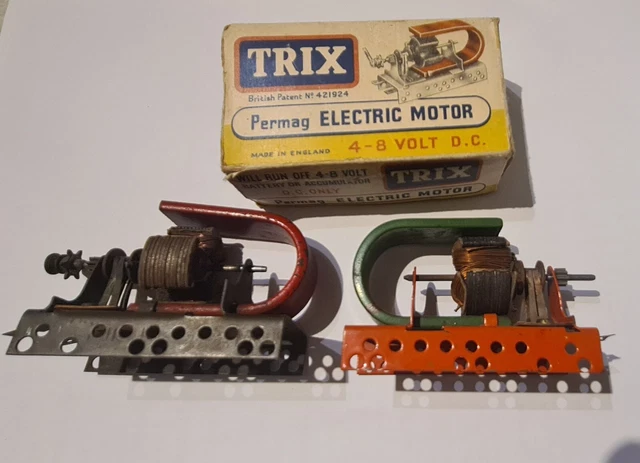 PAIR VINTAGE TRIX 4-8 Volt Permag Construction Series Electric Motors £ ...