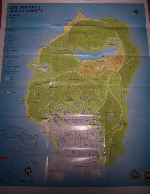 GTA GRAND THEFT Auto 5 V Los Santos Map Poster £2.99 - PicClick UK
