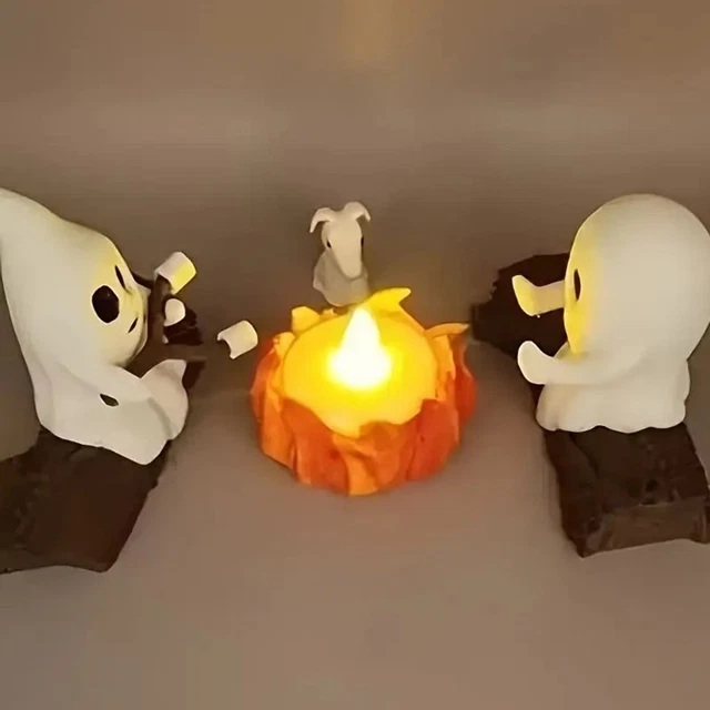 GHOST CAMPFIRE GATHERING with Cat and Dog, Ghost Campfire Nightlight £6 ...
