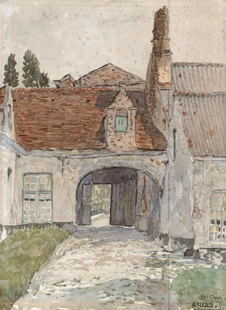 MAUD ISABEL GLYNN (1867-1956) Watercolour Painting DOORWAY BRUGES ...