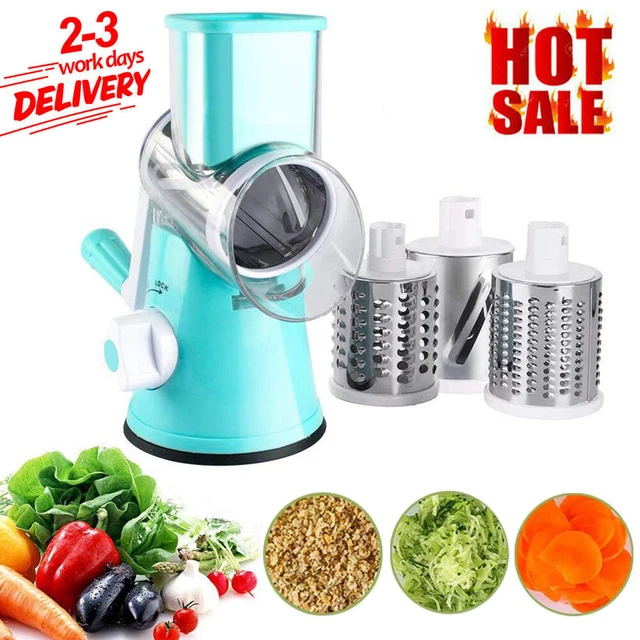 3 IN 1 Rotary Cheese Grater Handheld Fruit Vegetable Slicer Shredder £ ...