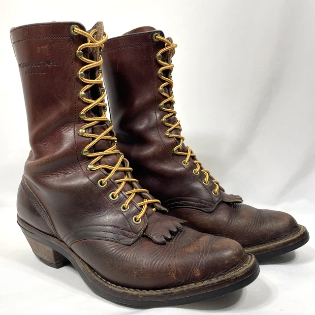 HATHORN WHITE'S BOOTS Packer Rancher Work Western Redwood Brown Leather ...