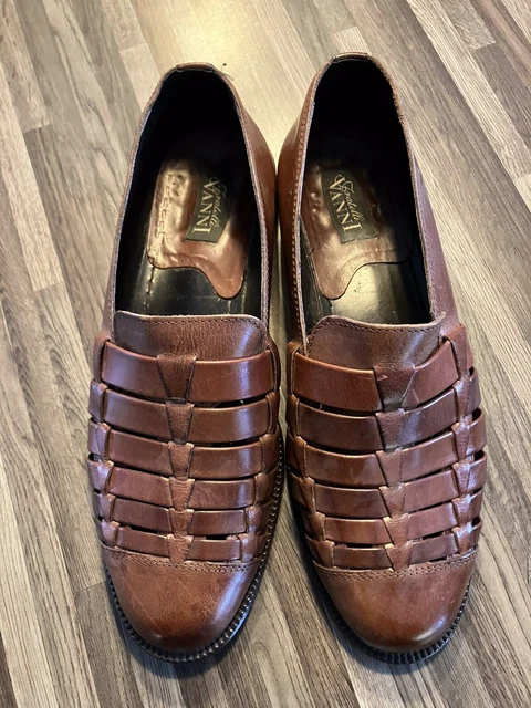 MENS FRATELLI VANNI Leather Made In Italy Designer Loafer Shoes Brown 9 ...