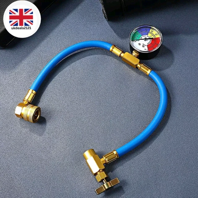 R134A AC RECHARGE Hose Kit with Pressure Gauge | Car Air Con Refill ...
