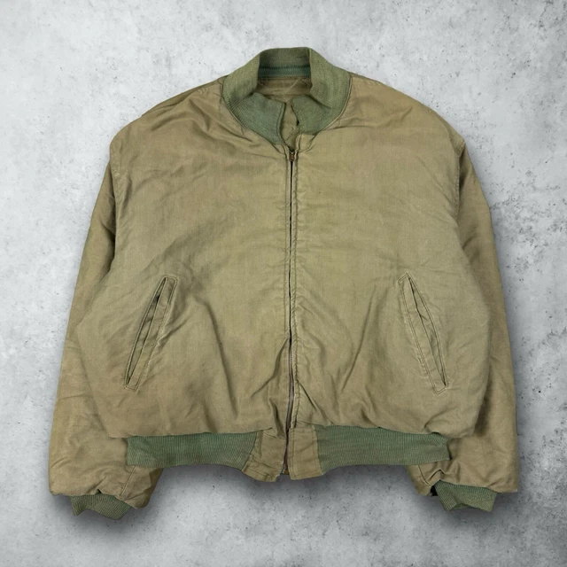 VINTAGE 50S US Army WWII Tanker Military Quilted Jacket Distressed ...