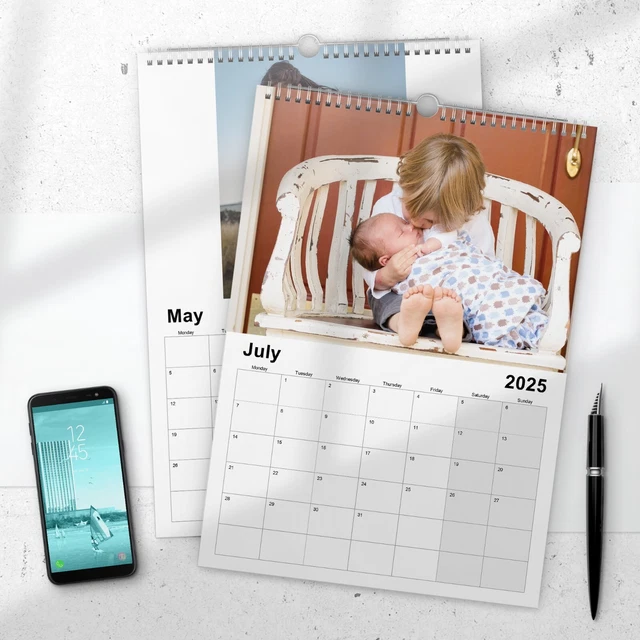 PERSONALISED CALENDAR A3 2025, Photo Wall calendars, upload 12 image + Cover £19.99 - PicClick UK