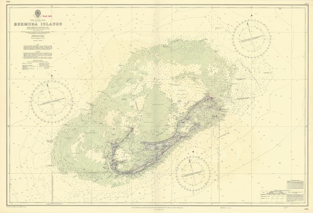 BERMUDA ISLANDS, NORTH Atlantic Ocean. ADMIRALTY sea chart 1946 (1950 ...