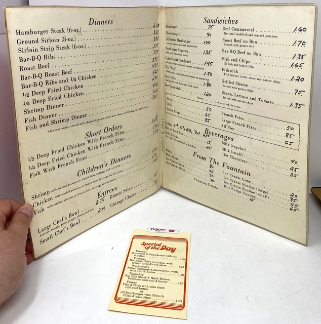 VINTAGE 1950S DANNERS' Restaurant Menu Main Street New Prague Minnesota ...