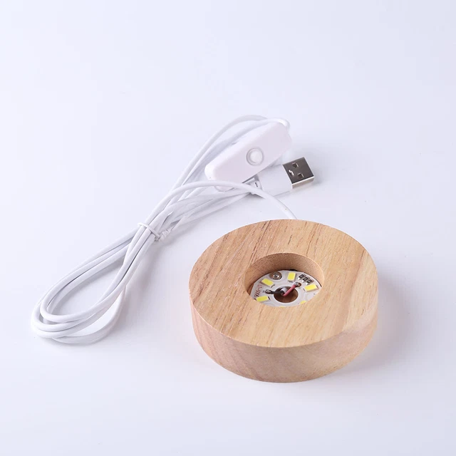 CRYSTAL PYRAMID LAMP Base Decor Wooden LED Display Holder (White) £5.51 ...