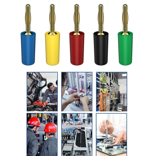 GOLD-PLATED ELECTRICAL CONNECTOR 2MM Adaptor Wire Insulated Panel Plug ...