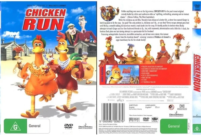DVD: CHICKEN RUN - 2000 Family Comedy, British anthropomorphic chickens ...