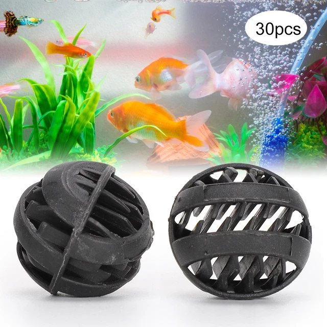 30PCS PLASTIC BLACK Aquarium Fish Tanks Filter Biochemical Ball For ...