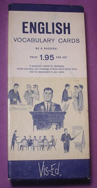 ENGLISH VOCABULARY CARDS, 1950's Flash Cards, 1000 Words, Visual ...