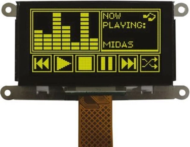 MIDAS DISPLAY OLED Matrice Passiva Gialla 2,81 pollici 128x64 TAB I2C ...