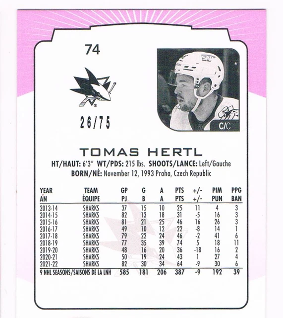 2022-23 O-PEE-CHEE PINK Border Tomas Hertl 26/75 San Jose Sharks #74 ...