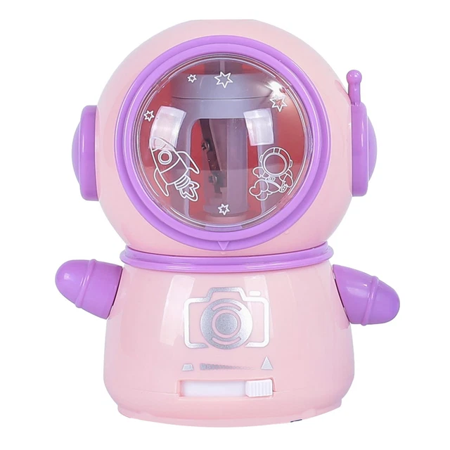 SPACEMAN PENCIL SHARPENERS Cartoon Cute Safe Flexible Electric Pencil ...