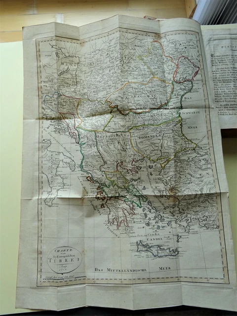 TRAVEL GUIDE 1813 Mappa Incisione Cartina Geografica Europa Turchia ...
