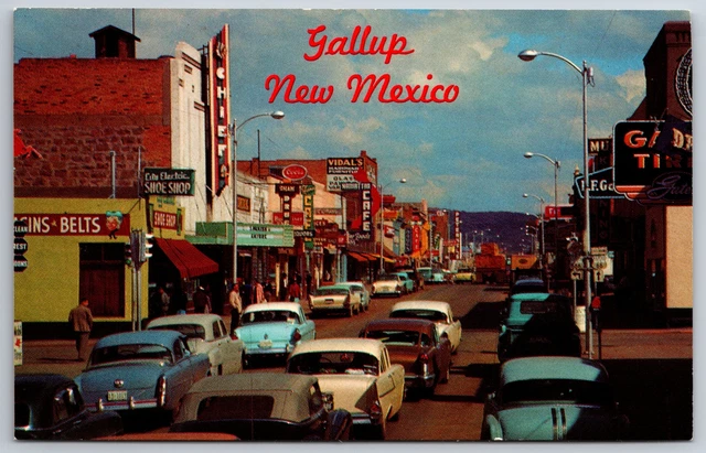 GALLUP NEW MEXICO~MAIN Street~Route 66 Road Sign~Classic Cars~1950s ...