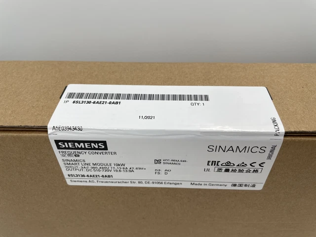 SIEMENS 6SL3130-6AE21-0AB1 SINAMICS S120 Smart Line Module 6SL3 130 ...