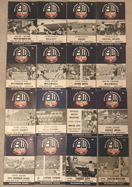 BOLTON WANDERERS PROGRAMMES x 16 from Season 1973/74 £16.00 - PicClick UK