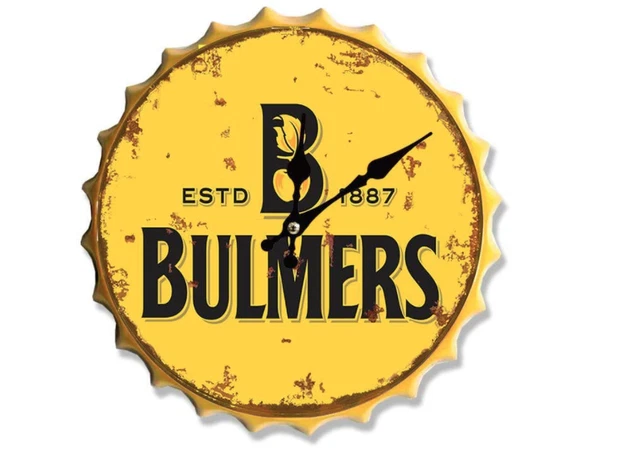YELLOW BULMERS CIDER Pub Clock Retro Wall Display Sign Metal Bottle Top ...