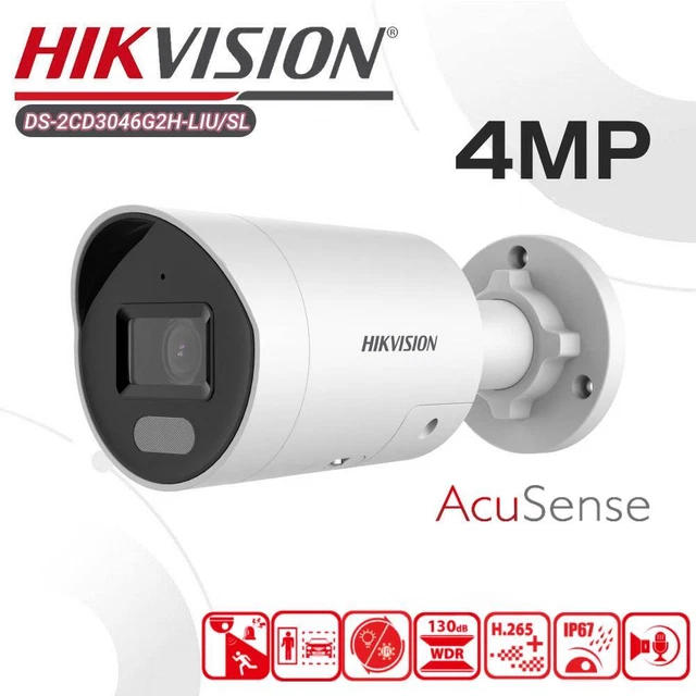 HIKVISION DS-2CD3046G2H-LIU/SL 4MP AcuSense Mini Bullet IP Camera 2-Way ...