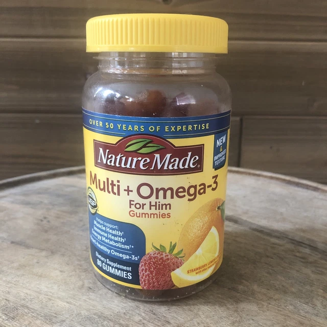 NATURE MADE MEN'S Multivitamin + Omega-3 Gummies, 80 Count Exp 9/24 $18 ...