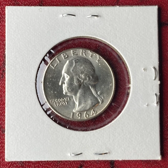 1964 WASHINGTON QUARTER Dollar Silver 25c Coin-90% -mirror cartwheel ...