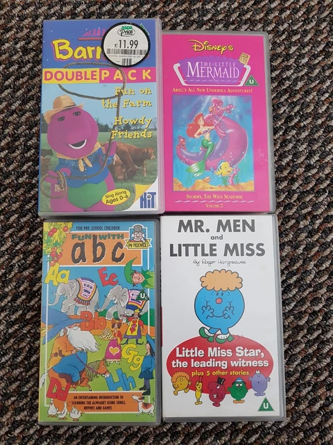 MR MEN AND Little Miss /barney/ fun with abc/mermaid- VHS x 4 £9.90 ...
