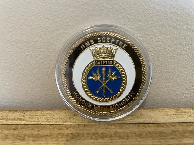 ROYAL NAVY HMS Sceptre Gold Plated Collectable Coin £11.99 - PicClick UK