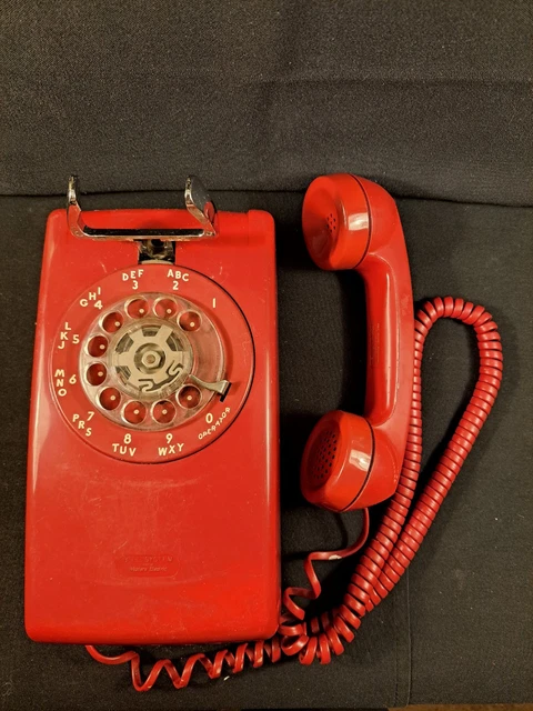VINTAGE BELL SYSTEMS Western Electric Red Rotary Dial Wall Phone £64.99 ...
