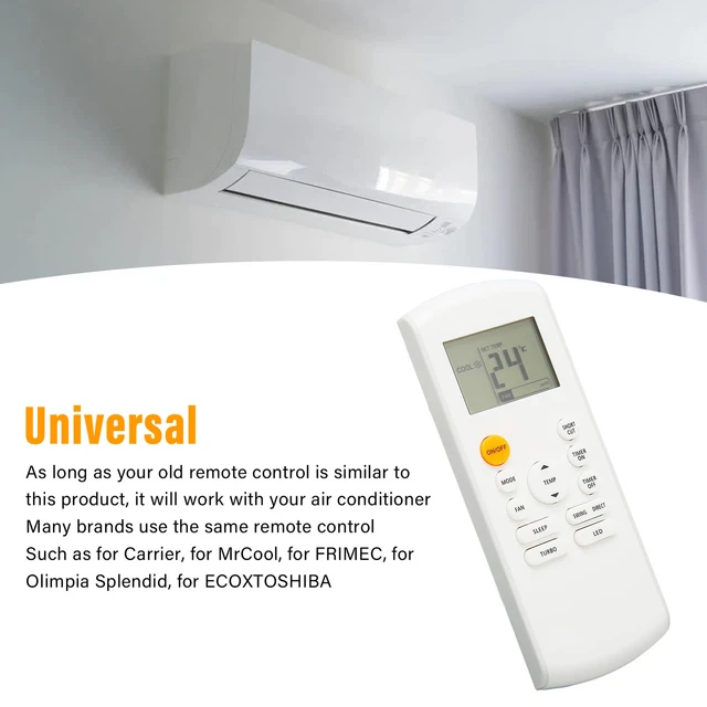 AC REMOTE CONTROL Air Conditioner Remote Clear Display For BGE RG57A ...